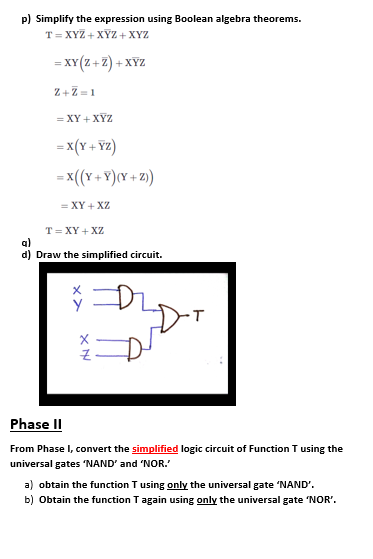 Solved Phase IIFrom Phase I, convert the simplified logic | Chegg.com