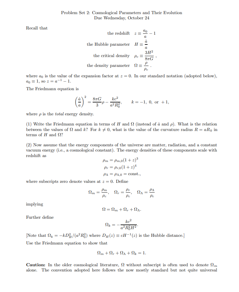 Solved the redshift z≡aa0−1 the Hubble parameter H≡aa˙ the | Chegg.com
