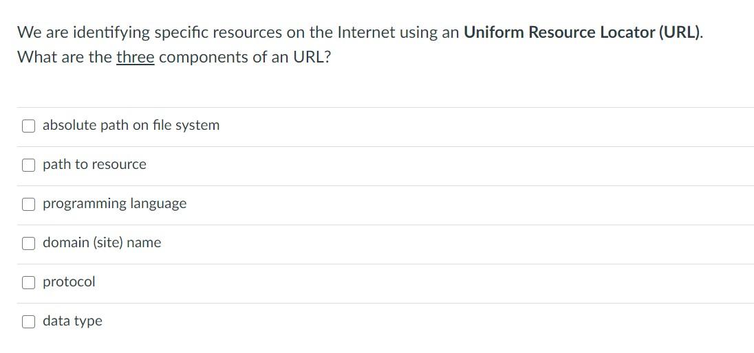 Solved We are identifying specific resources on the Internet | Chegg.com