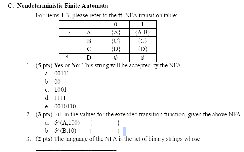 Solved * C. Nondeterministic Finite Automata For items 1-3, | Chegg.com