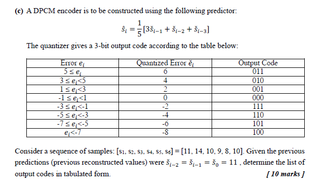 (C) A DPCM encoder is to be constructed using the | Chegg.com