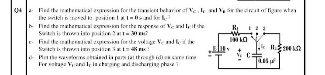Solved Q4 4- Find the mathematical expression for the | Chegg.com