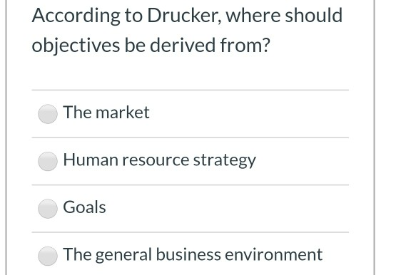 Solved According to Drucker, where should objectives be | Chegg.com