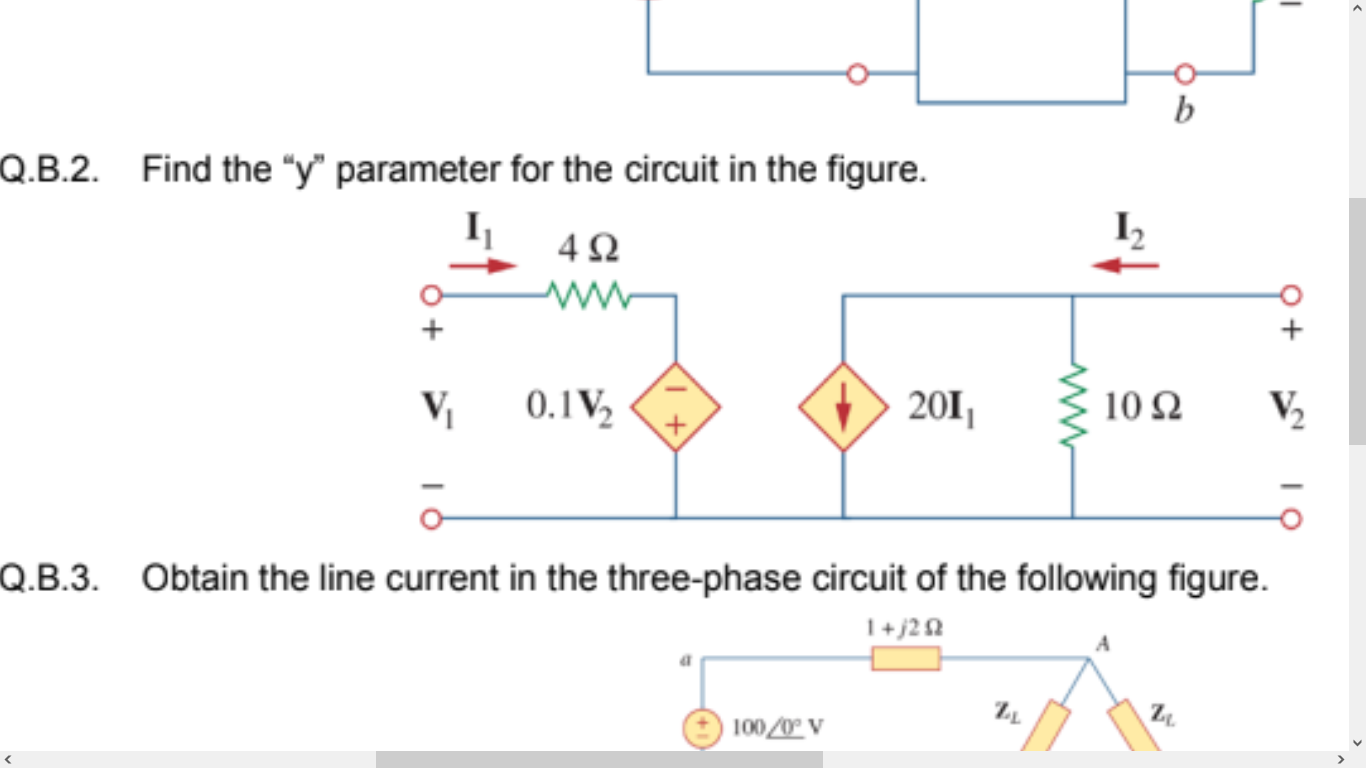 Solved - b Q.B.2. Find the "y" parameter for the circuit in | Chegg.com