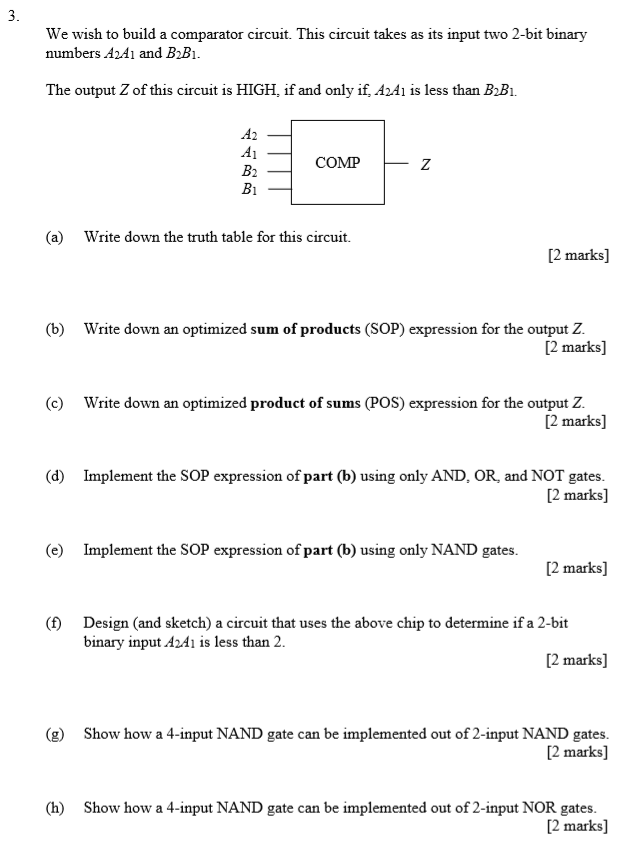 Solved We wish to build a comparator circuit. This circuit | Chegg.com