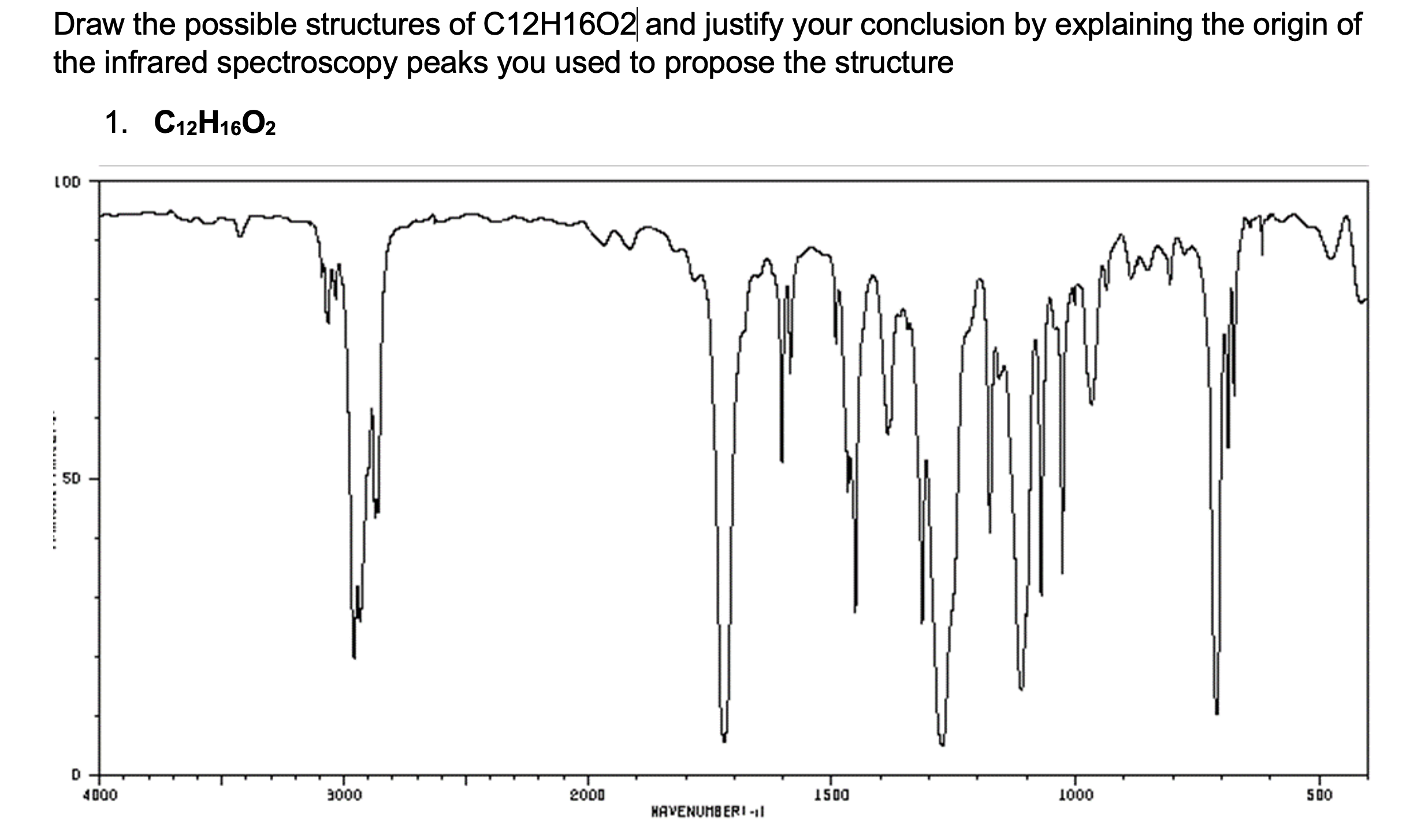 Draw the possible structures of C12H16O2 ﻿and justify | Chegg.com