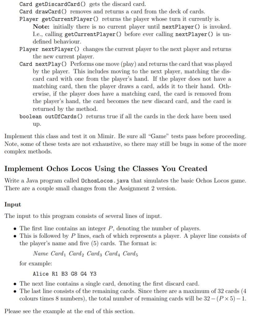 Solved Part I: Ochos Locos Faciles We will create the game | Chegg.com