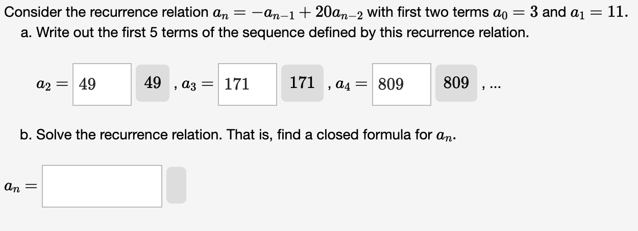 Solved For each sequence given below, find a closed formula | Chegg.com