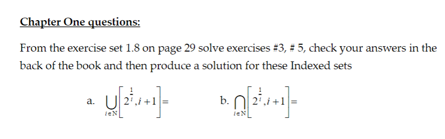 Solved Chapter One questions: From the exercise set 1.8 on | Chegg.com