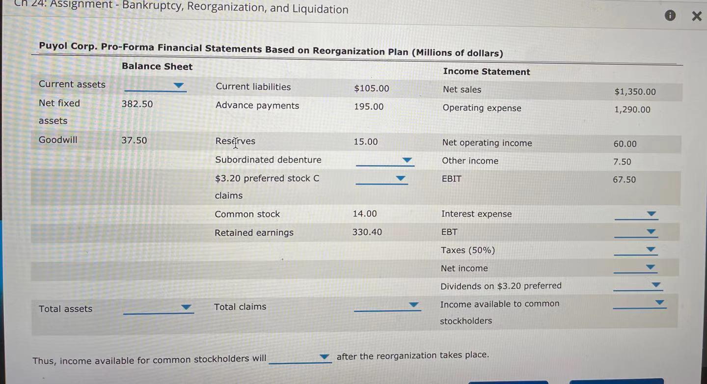 Solved Ch 24: Assignment - Bankruptcy, Reorganization, and | Chegg.com