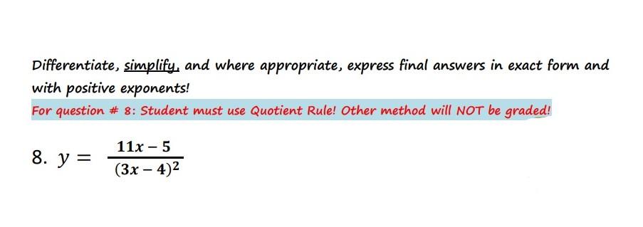 Solved Differentiate, simplify, and where appropriate, | Chegg.com