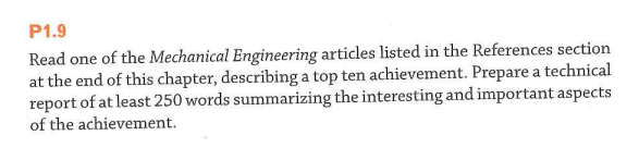 P1.9 Read one of the Mechanical Engineering articles | Chegg.com