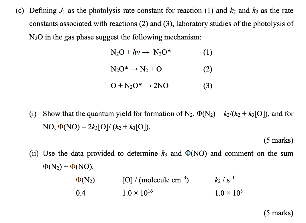 Solved (c) Defining Ji as the photolysis rate constant for | Chegg.com