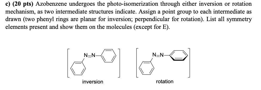 Solved 2. (90 pts) Azobenzene shown below is a photoswitch | Chegg.com
