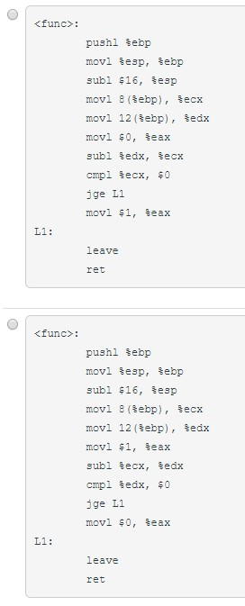 くfunc); pushl febp movi 롤esp, 톨ebp sub1 두16, %esp | Chegg.com