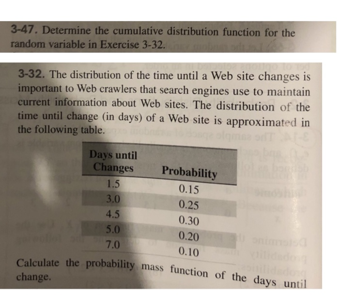 Solved 3 47 Determine The Cumulative Distribution Function