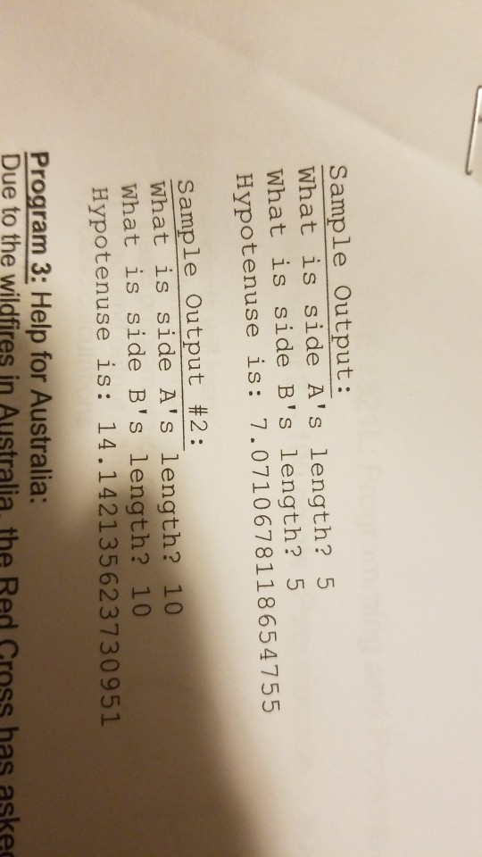 Solved Program 2: Pythagorean Theorem: The KSU Math | Chegg.com