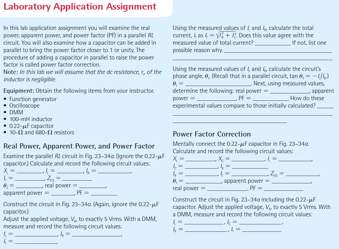 Solved Laboratory Application Assignment Using the measured | Chegg.com