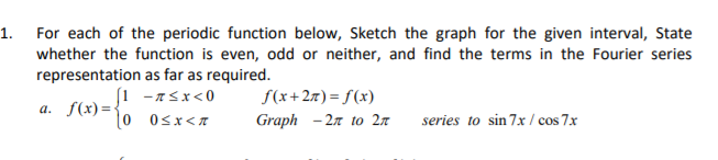 Solved 1. For each of the periodic function below, Sketch | Chegg.com