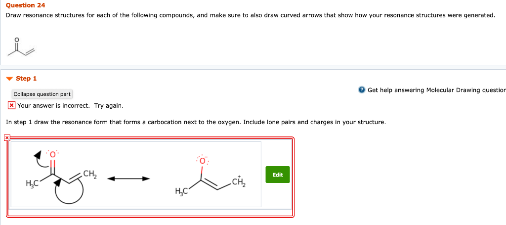 Solved Question 24 Draw resonance structures for each of the | Chegg.com