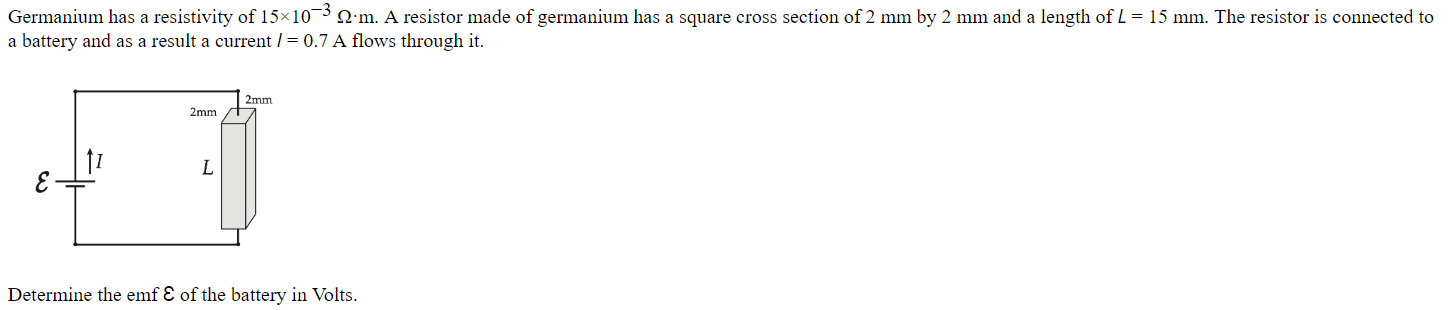 Solved Germanium has a resistivity of 15x10-32 m. A resistor | Chegg.com