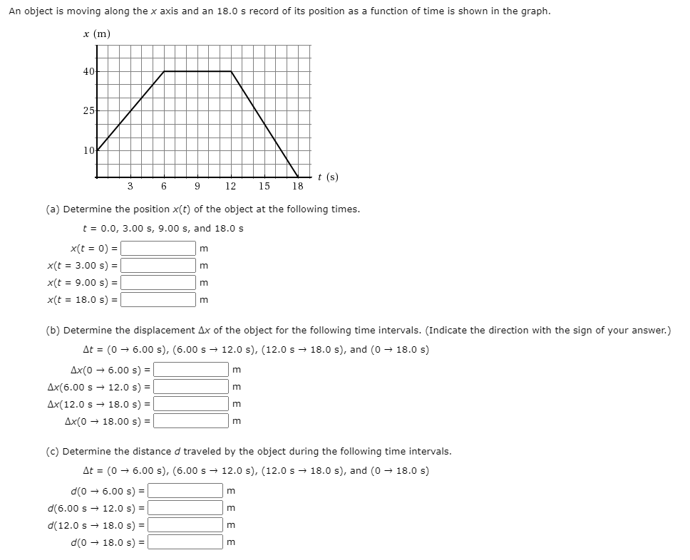 Solved An object is moving along the x axis and an 18.0 s | Chegg.com