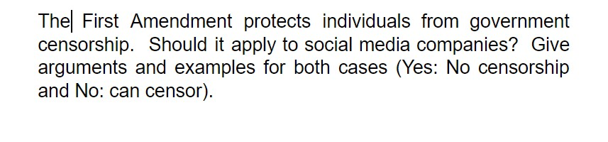 Solved The First Amendment protects individuals from | Chegg.com
