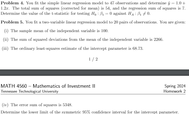 Solved (iv) ﻿The error sum of squares is 5348.Determine the | Chegg.com