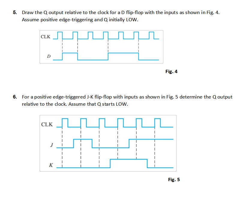 Solved 5. Draw the output relative to the clock for a D | Chegg.com