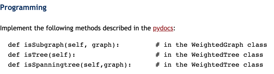 Solved mplement the following methods described in the | Chegg.com