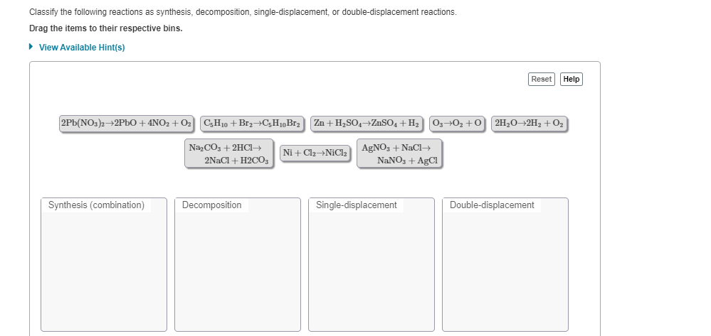 Solved Classify the following reactions as synthesis, | Chegg.com