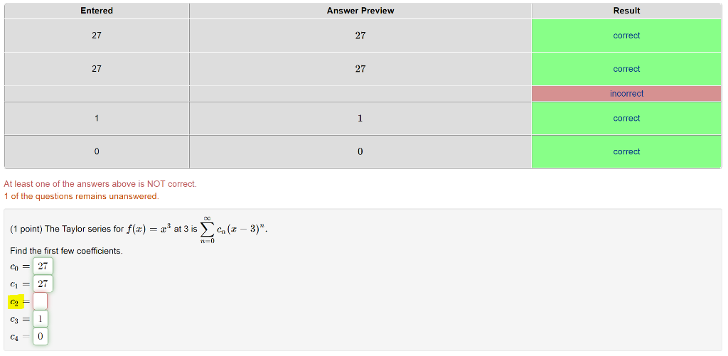 Solved Entered Answer Preview Result 0 0 correct 7 7 correct | Chegg.com