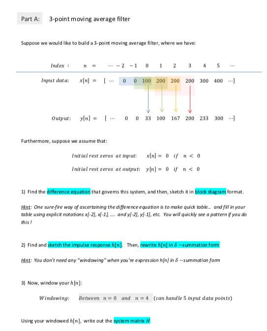 Part A: 3-point moving average filter Suppose we | Chegg.com