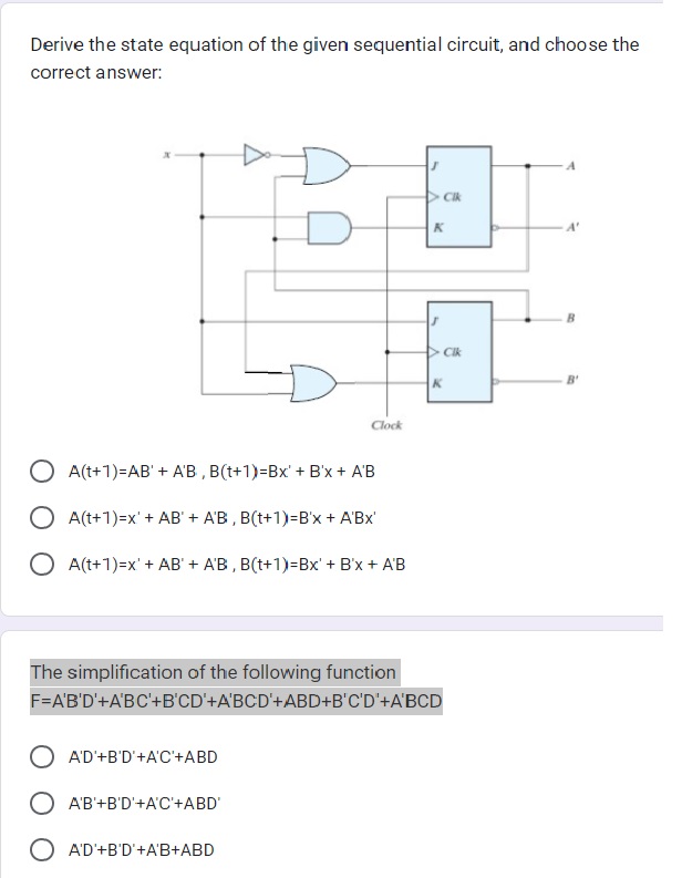 Solved Derive the state equation of the given sequential | Chegg.com