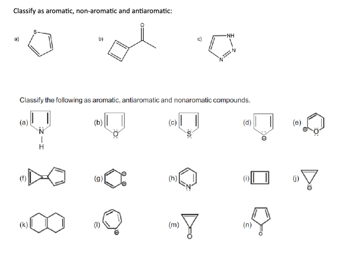 Solved Classify as aromatic, non-aromatic and antiaromatic: | Chegg.com