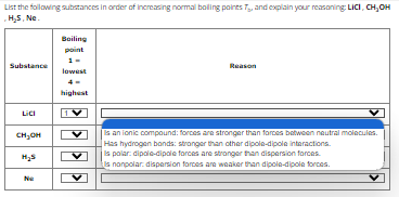 Solved Lst the following substances in order of increasing | Chegg.com