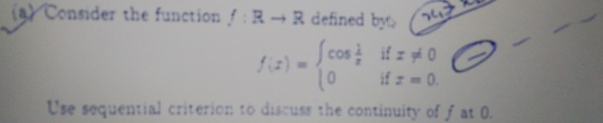 Solved Consider the functionf : RR defined by )=cosifz #0 10 | Chegg.com