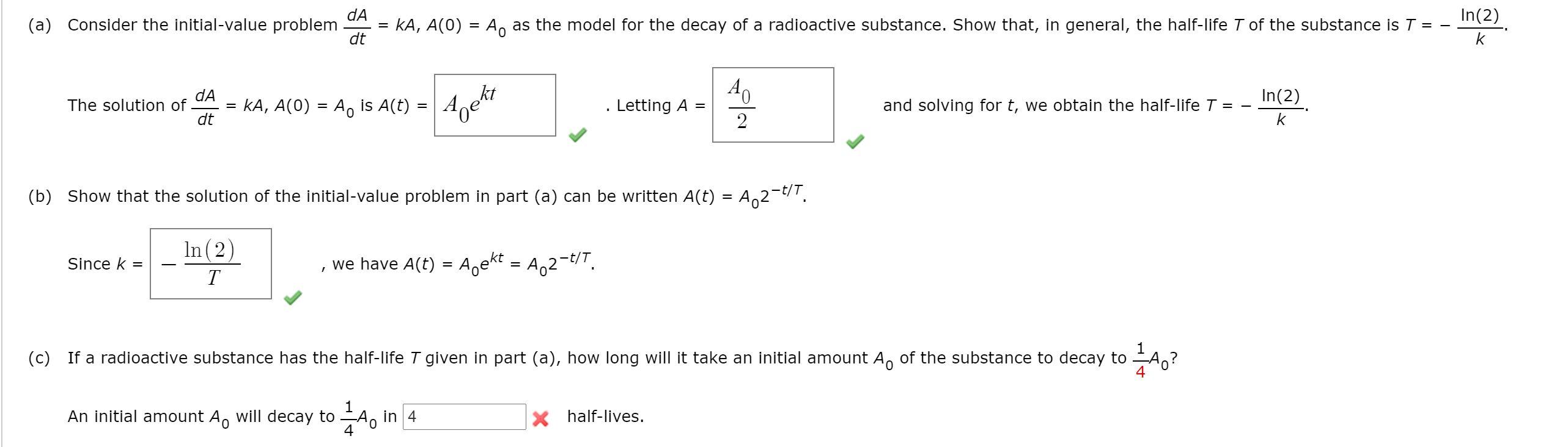 Solved (a) Consider the initial-value problem da dt = KA, | Chegg.com