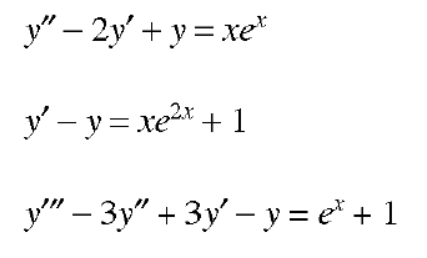 Solved y” – 2y +y=xe" y'- y=xe2x + 1 y!" – 3y” + 3y'- y = et | Chegg.com