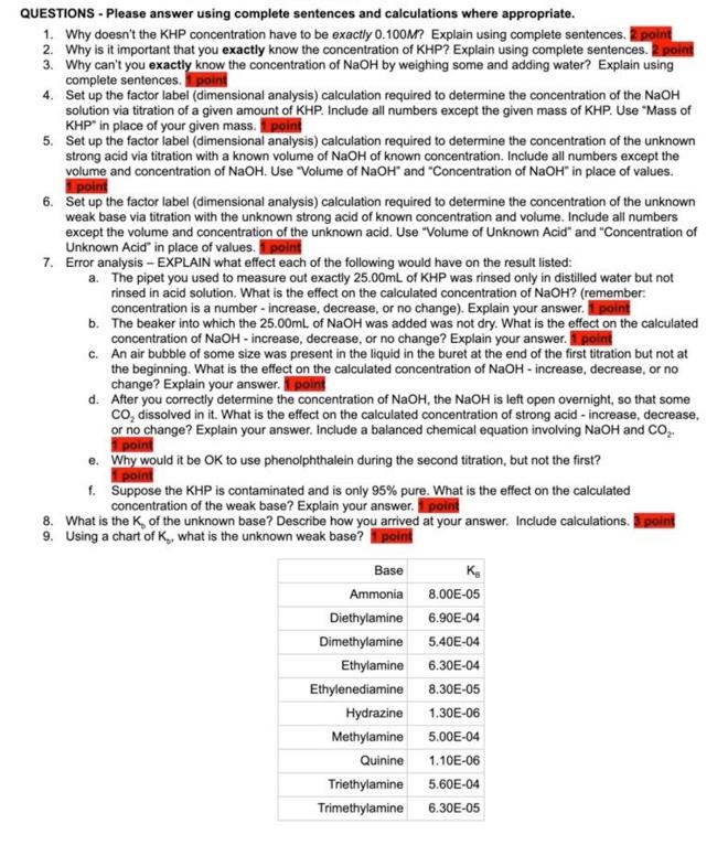 Solved TITRATION #1 Mass KHP: 1.891 g Volume of KHP | Chegg.com