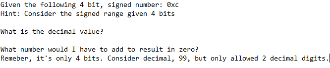 Solved Given the following 4 bit, signed number: exc Hint: | Chegg.com