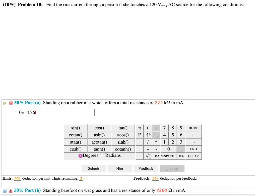 Solved (10\%) Problem 10: Find the rms current through a | Chegg.com