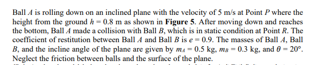 Solved Ball A is rolling down on an inclined plane with the | Chegg.com