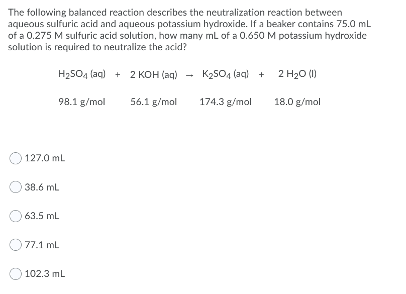 Solved The Following Balanced Reaction Describes The