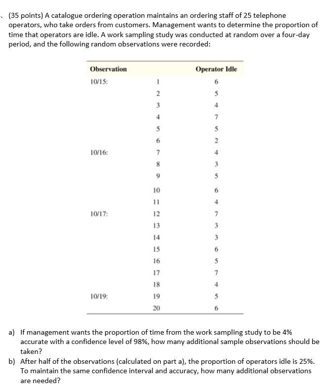 - (35 points) A catalogue ordering operation | Chegg.com