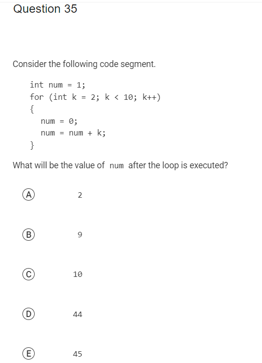 Solved Question 5 Consider the following method. / ** | Chegg.com