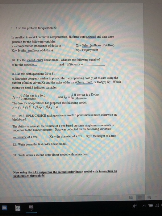 Solved The REG Procedure Dependent Variable: y Number of | Chegg.com