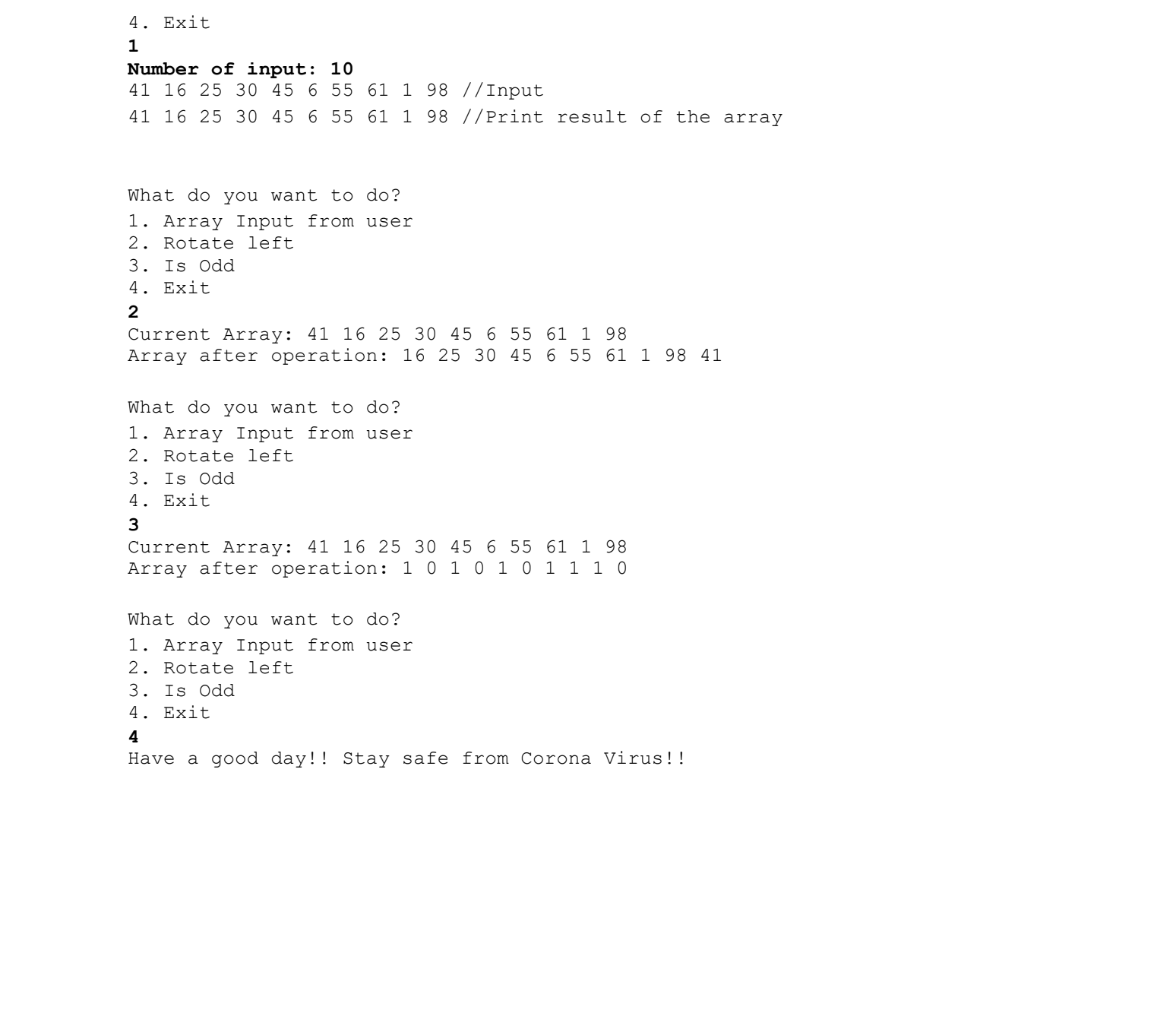Solved Activity 2: Create a program myArray.c (65 pts) which | Chegg.com