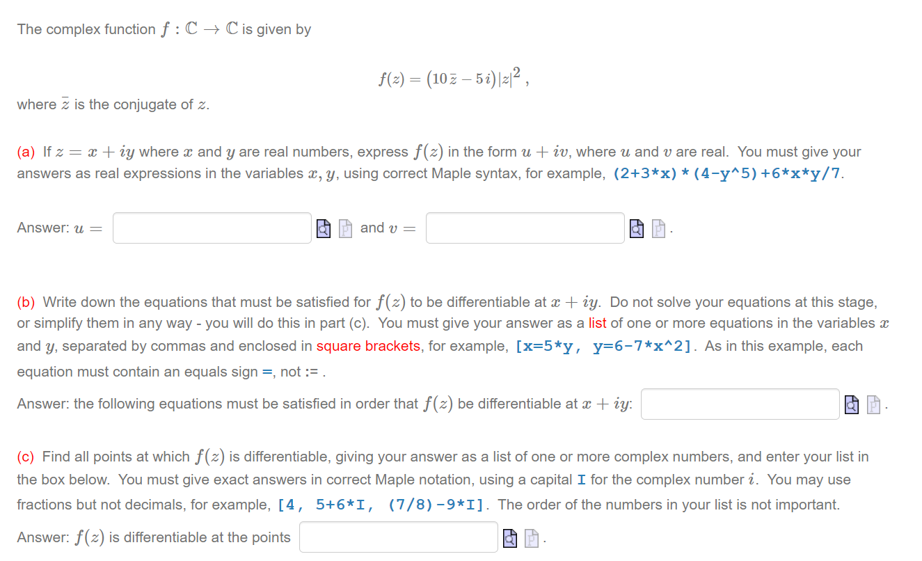 The complex function f:C→C is given by | Chegg.com