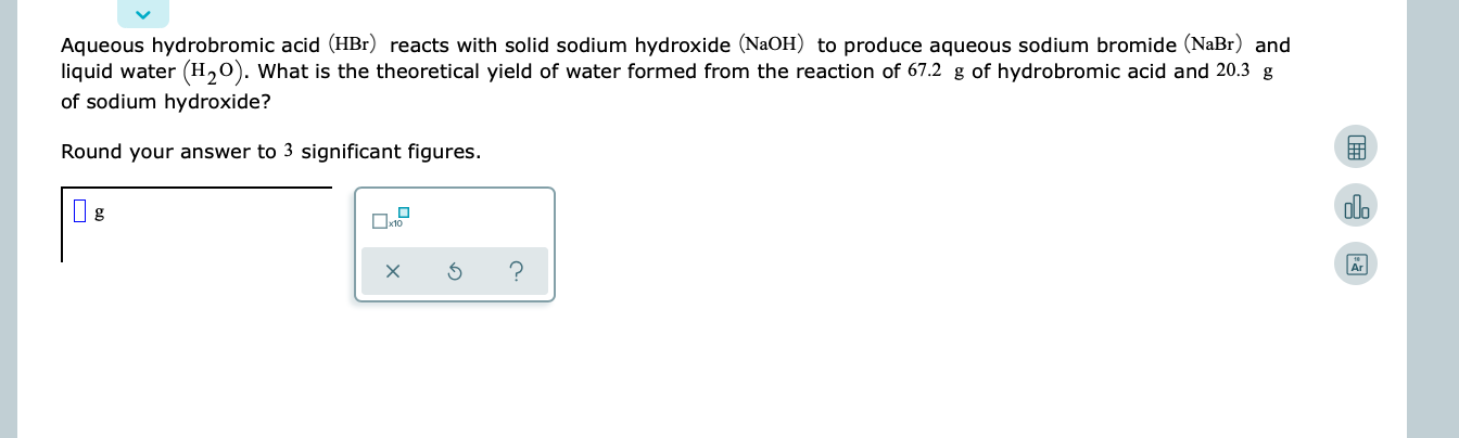Solved Aqueous hydrobromic acid (HBr) reacts with solid | Chegg.com